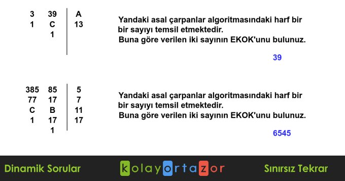 EBOB ve EKOK Bulma Karışık 8. Sınıf - Zor Seviye